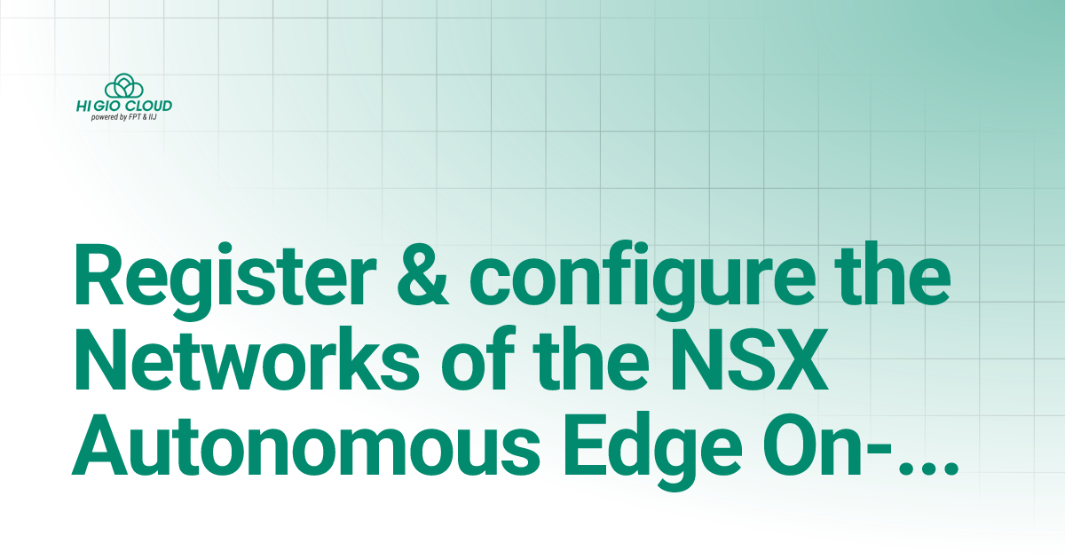 Register & configure the Networks of the NSX Autonomous Edge On-Premises | HI GIO User Guide